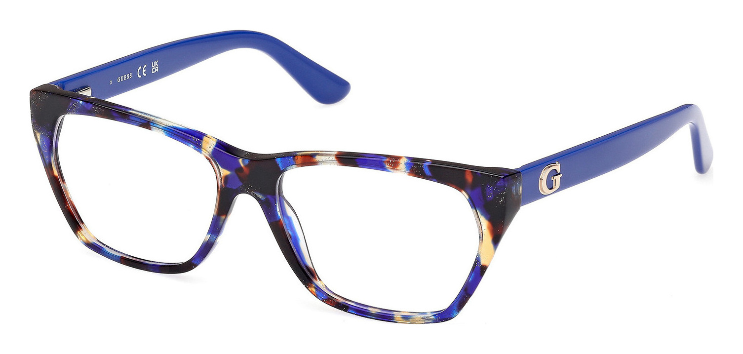 Guess Gu50234 Blue/havana / Shiny Blue Eyeglasses for Women by Dr. Bruce