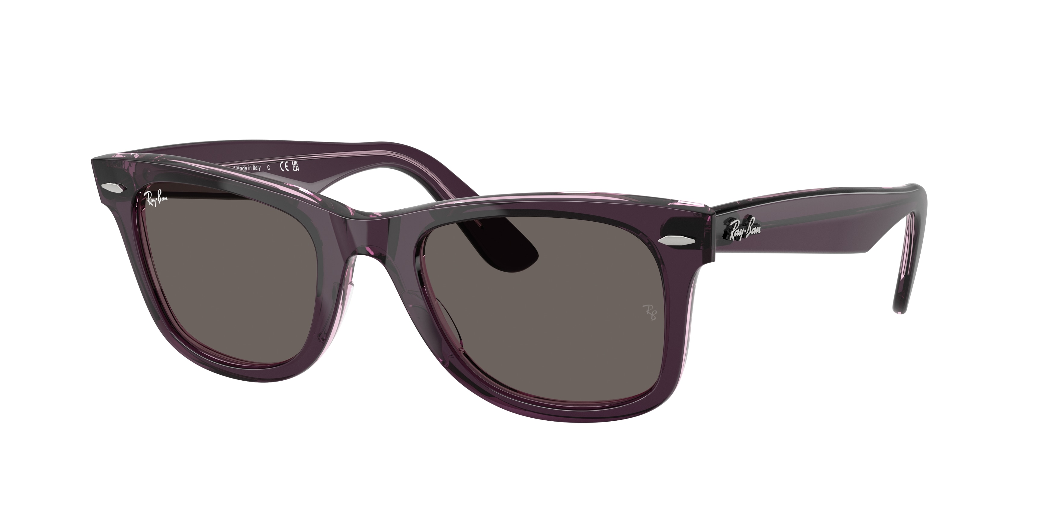 Ray-ban Wayfarer RB2140 Violet On Transparent Pink (Dark Grey ...